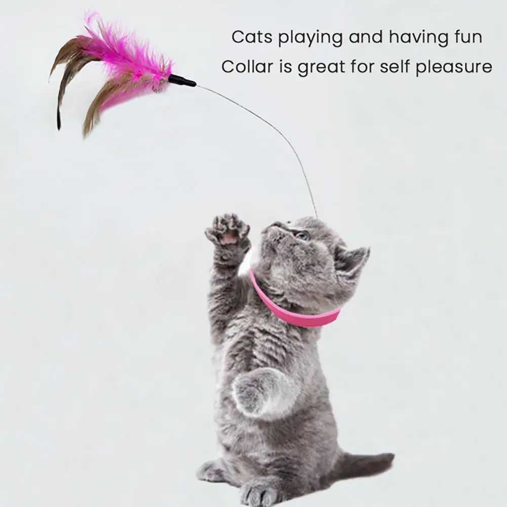Silicone Pet Collar for Cats Silicone Cat Collar Toy with Bell Feather ...