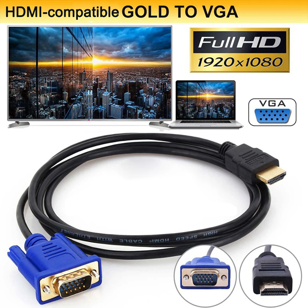 1-8m-HDMI-compatible-to-15Pin-VGA-Cable-1080P-Video-Adapter-Male-to ...