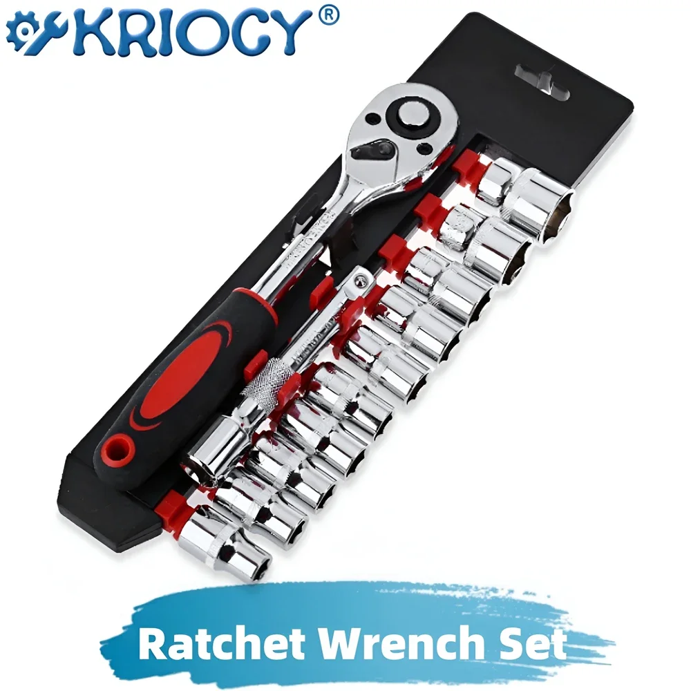 12pcs 1/4 Inch Socket Wrench Set Metric Impact Sockets Ratchet Spanner ...