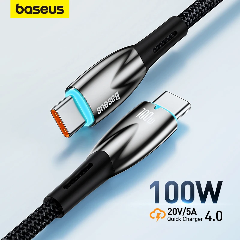 Baseus Cable USB tipo C PD de 100W a USB C, Cable de carga rápida para Xiaomi, Poco, Realme ...
