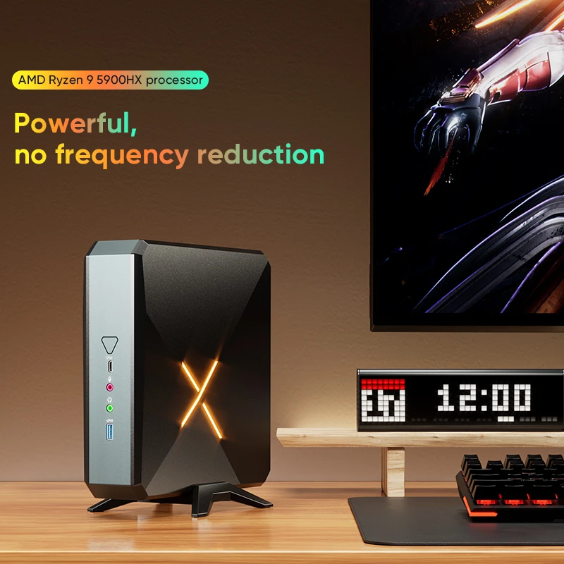 Topton Gaming Destop Mini PC AMD Ryzen 9 5900HX Windows 11 Pro 2*DDR4 ...