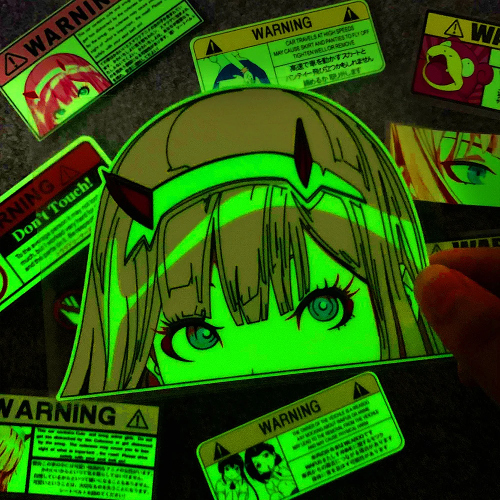 JDM Sticker Luminous Anime Decal Fuel Tank Cover Warning Body Car ...