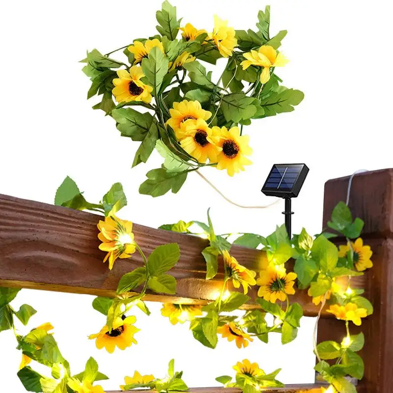 Sunflower Garland String Lights Waterproof Artificial Sunflower Garland ...
