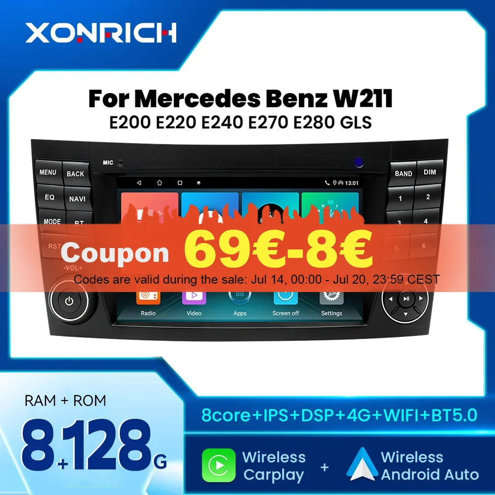 Carplay-Android-14-Car-Radio-Player-For-Mercedes-Benz-E-class-W211-E200 ...
