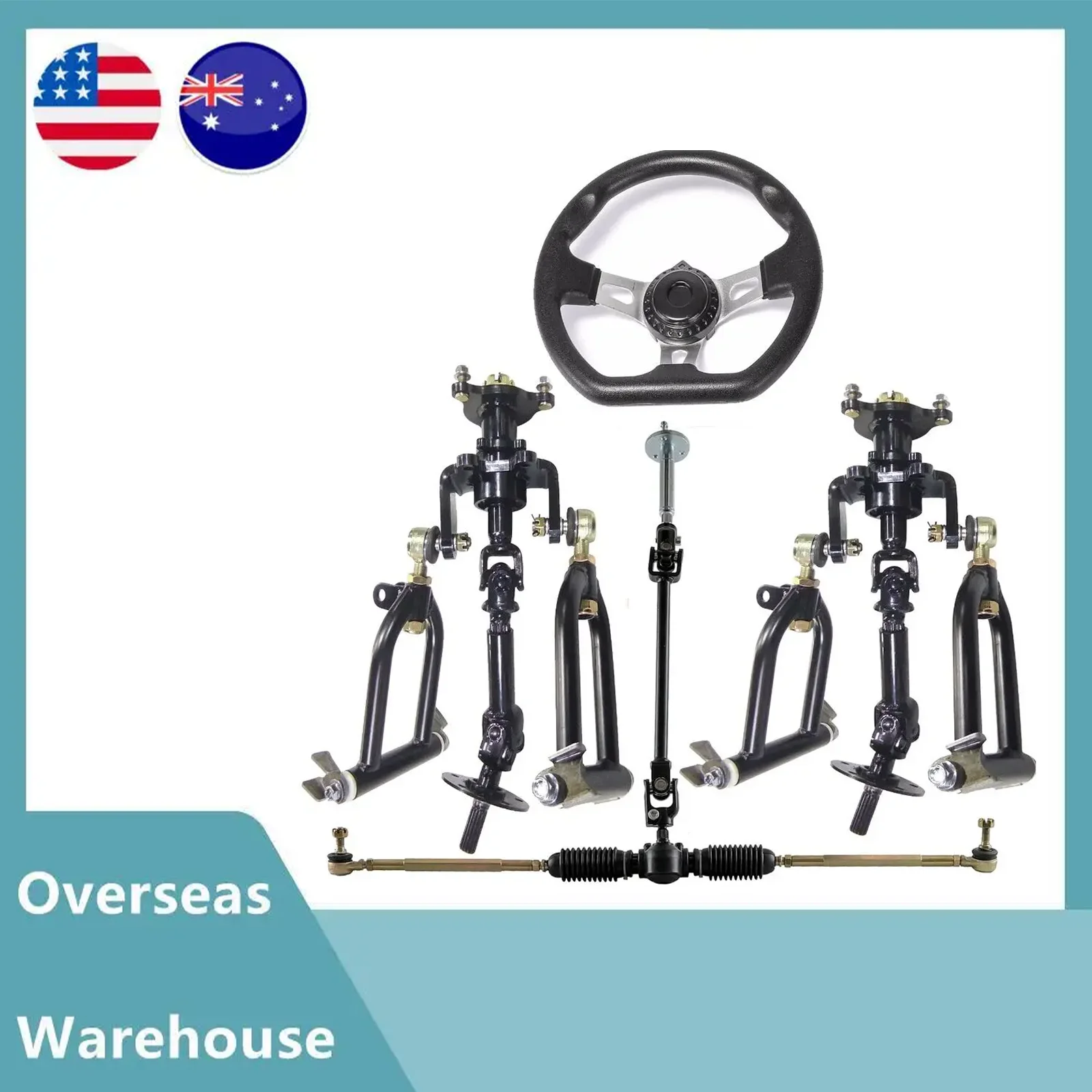Go-Kart-Steering-Wheel-Gear-Rack-Shaft-Drive-Half-Axle-Assembly-Front ...