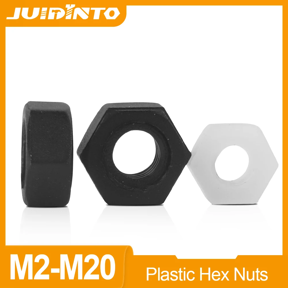 JUIDINTO 2-50pcs Plastic Nylon Hex Hexagon Nut M2 M2.5 M3 M4 M5 M6 M8 ...