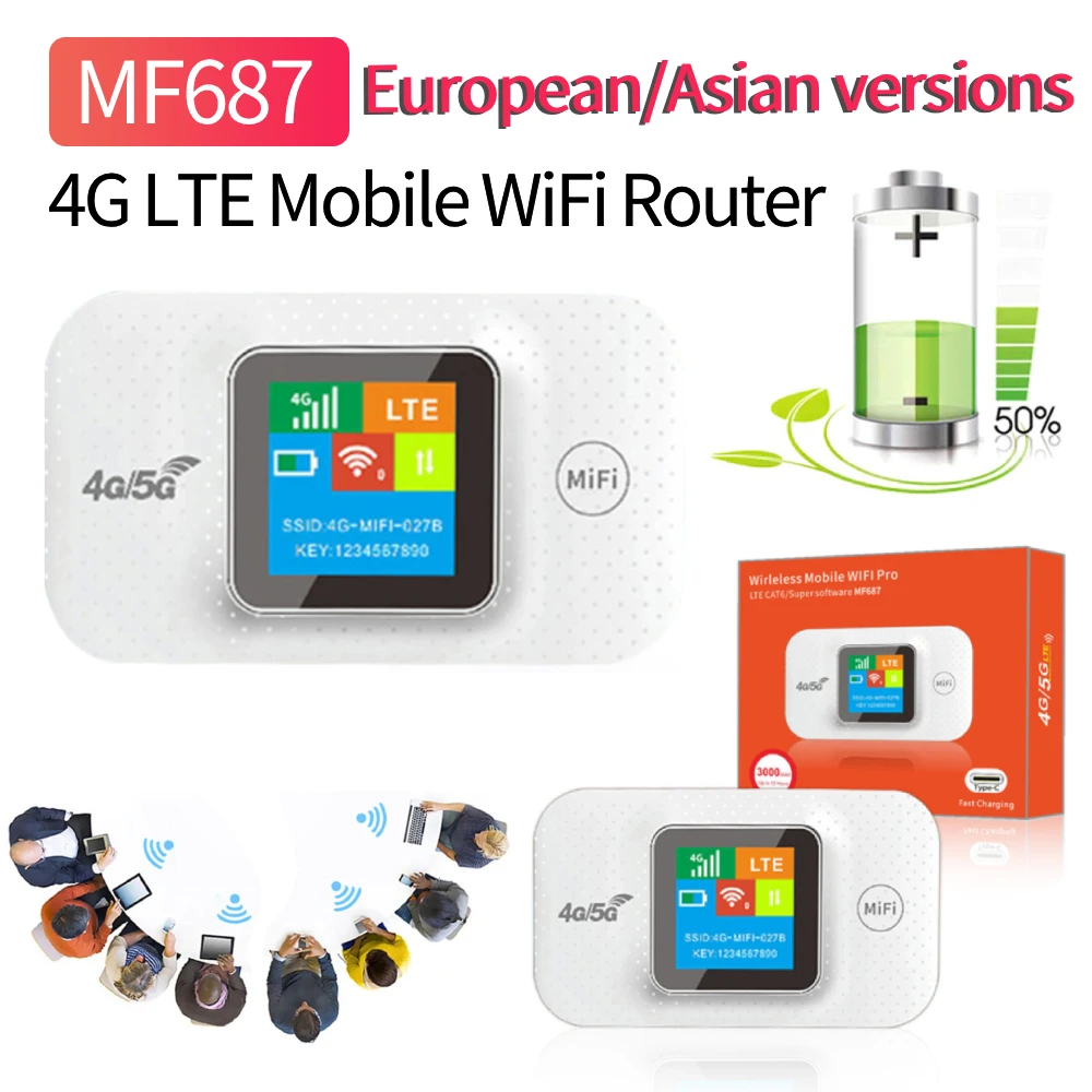 4G LTE Mobile WiFi Router 3000mAh 150Mbps Modem Router Type-C with Sim ...