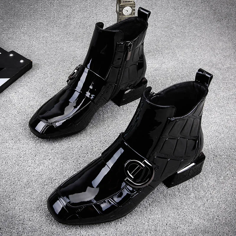 2022 Spring Ankle Boots Women Winter Single Shoes Velvet Low heeled ...