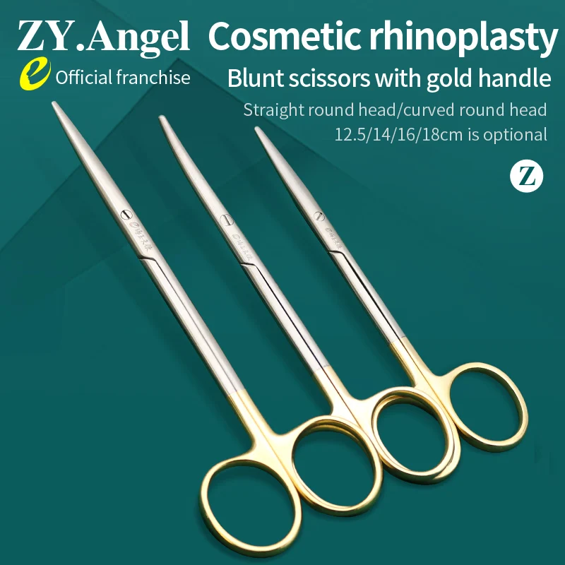 Medical-Rhinology-Gold-Handle-Blunt-Head-Scissors-Round-Head-Tissue ...
