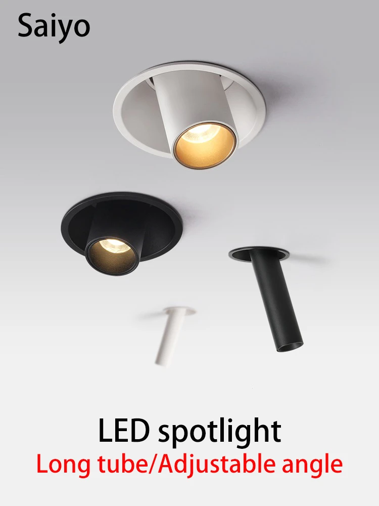 Led Spotlights Recessed Long Tube Spot Light COB Adjustable Angle ...
