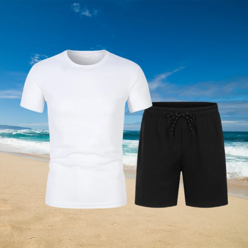 2 Piece Men's Black And White Simple Quick-drying Breathable Suit Youth ...