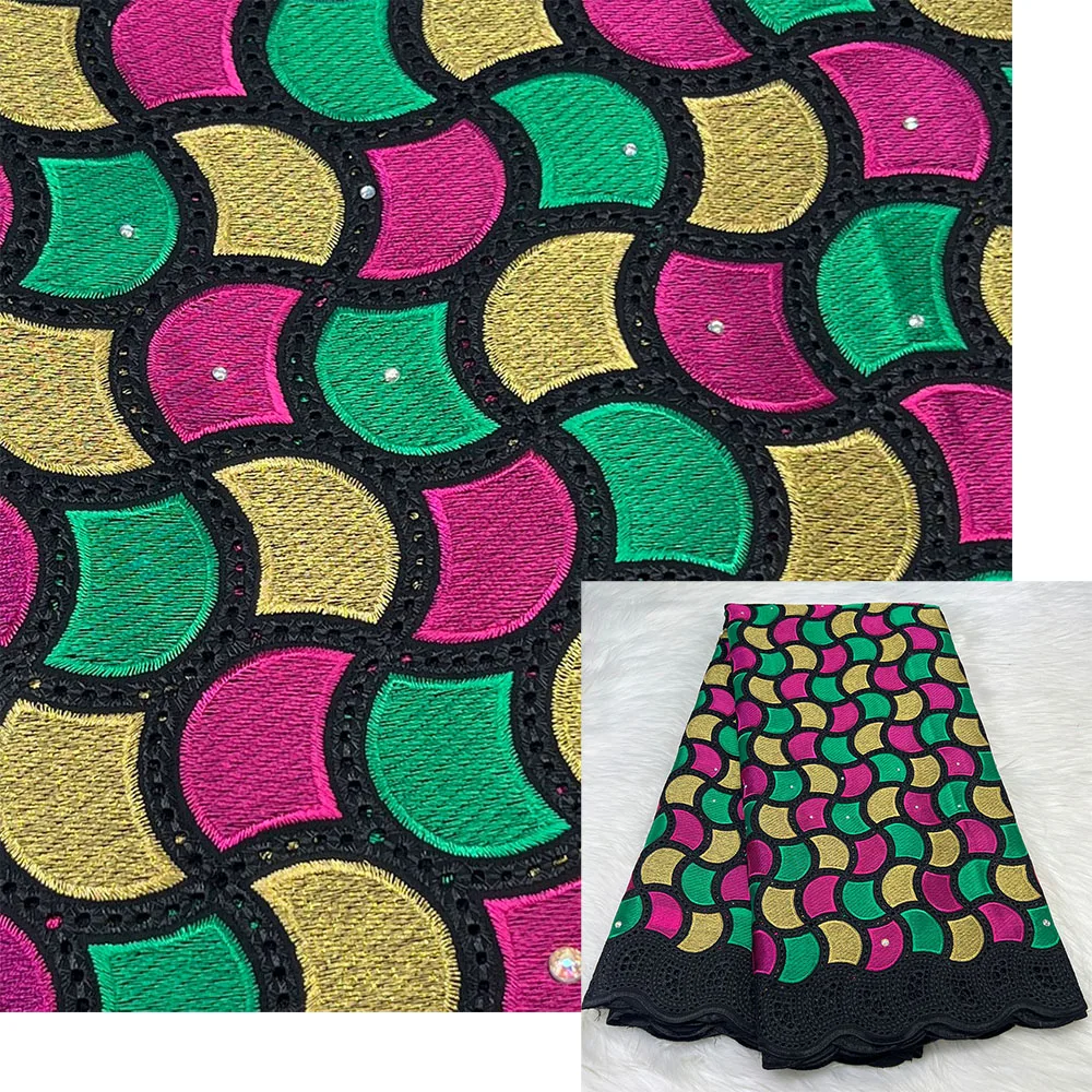 Magnifique tissu africain brodé en dentelle de coton pour femmes ...