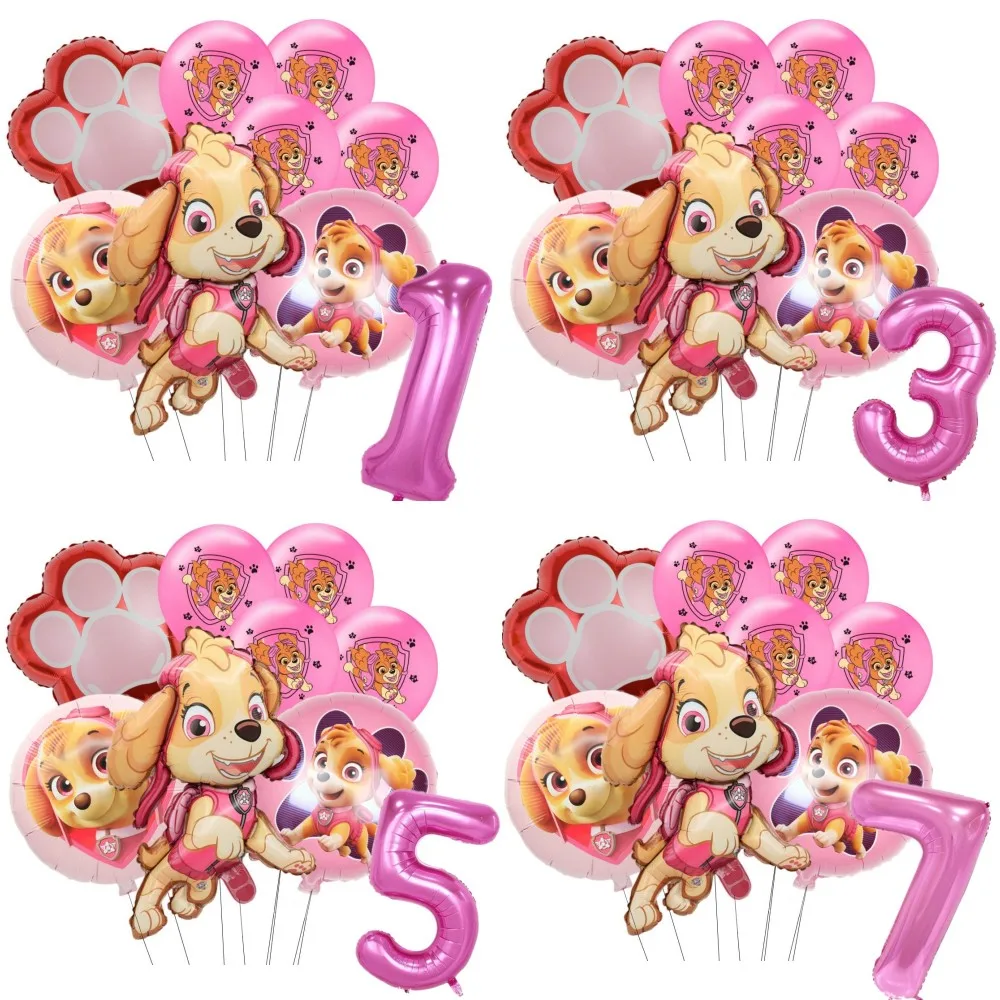Pink PAW Patrol Skye Party Balloons Skye 32" Number Foil Balloon Set ...
