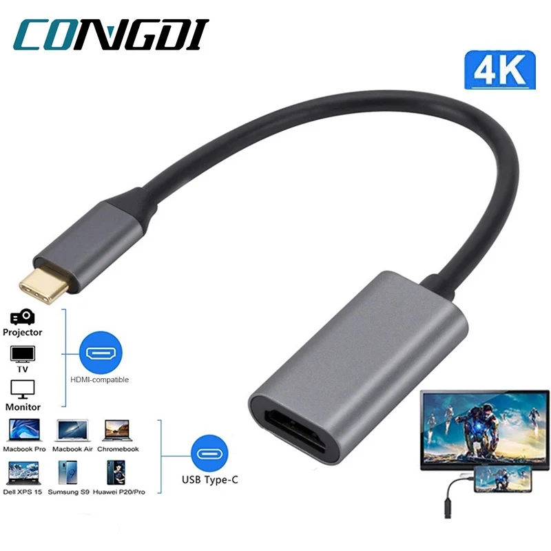 Cable-adaptador-Compatible-con-USB-C-a-HDMI-tipo-C-4K-USB-3-1-Cable ...