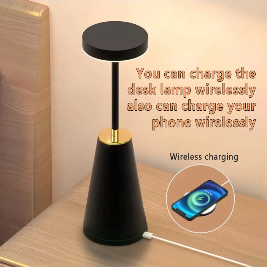 15W QI Wireless Charging LED Desk Lamp Rechargeable Desk Light For Home ...