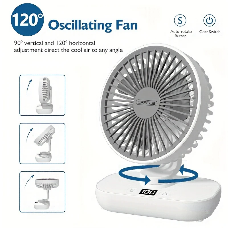 Automatic-Roate-Electric-Fan-2000mAh-Rechargeable-Portable-Fan-For ...