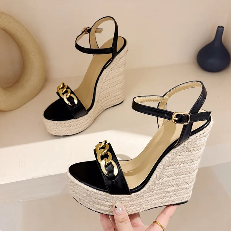 Liyke-Fashion-Design-Chain-Decoration-Open-Toe-Wedges-Sandals-Women ...