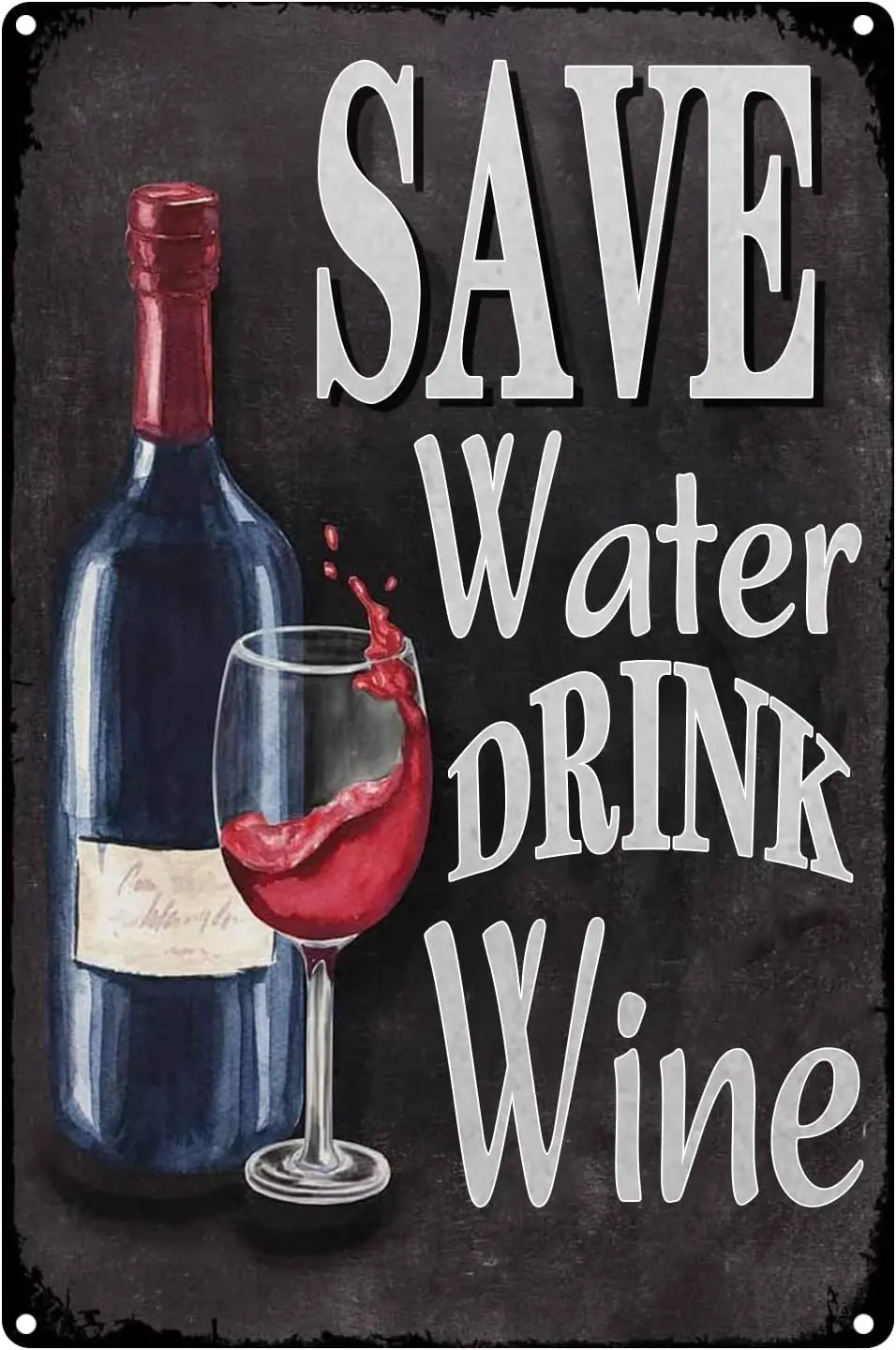 Save-Water-Drink-Wine-Tin-Signs-Black-Vintage-Metal-Tin-Sign-Wall-Decor ...