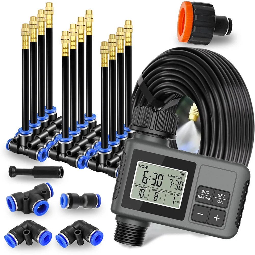 Garden Programmable Timer Misting Cooling System Adjustable Atomizer ...