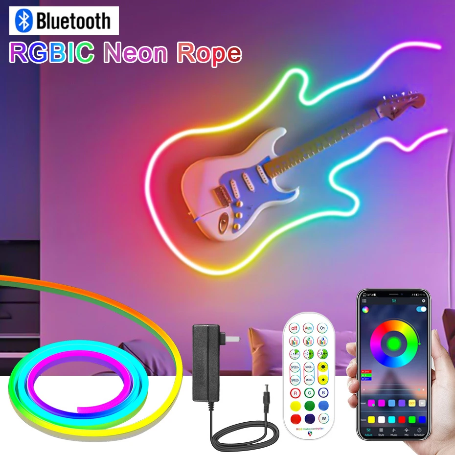 Smart Led Neon Strip Bluetooth Light Rgbic 12v Dreamcolor Rainbow ...