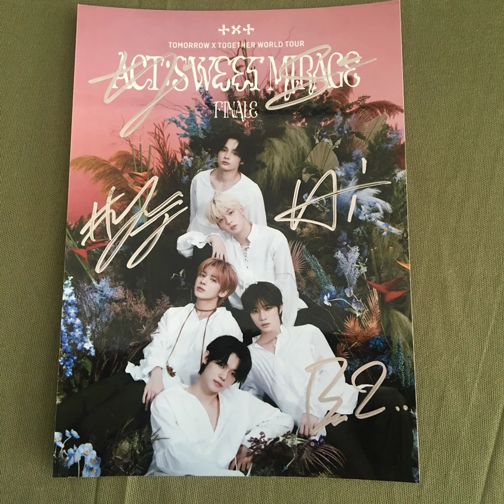 TXT-Autographed-Signed-Group-Photo-TOMORROW-X-TOGETHER-TXT-Autographs-K ...