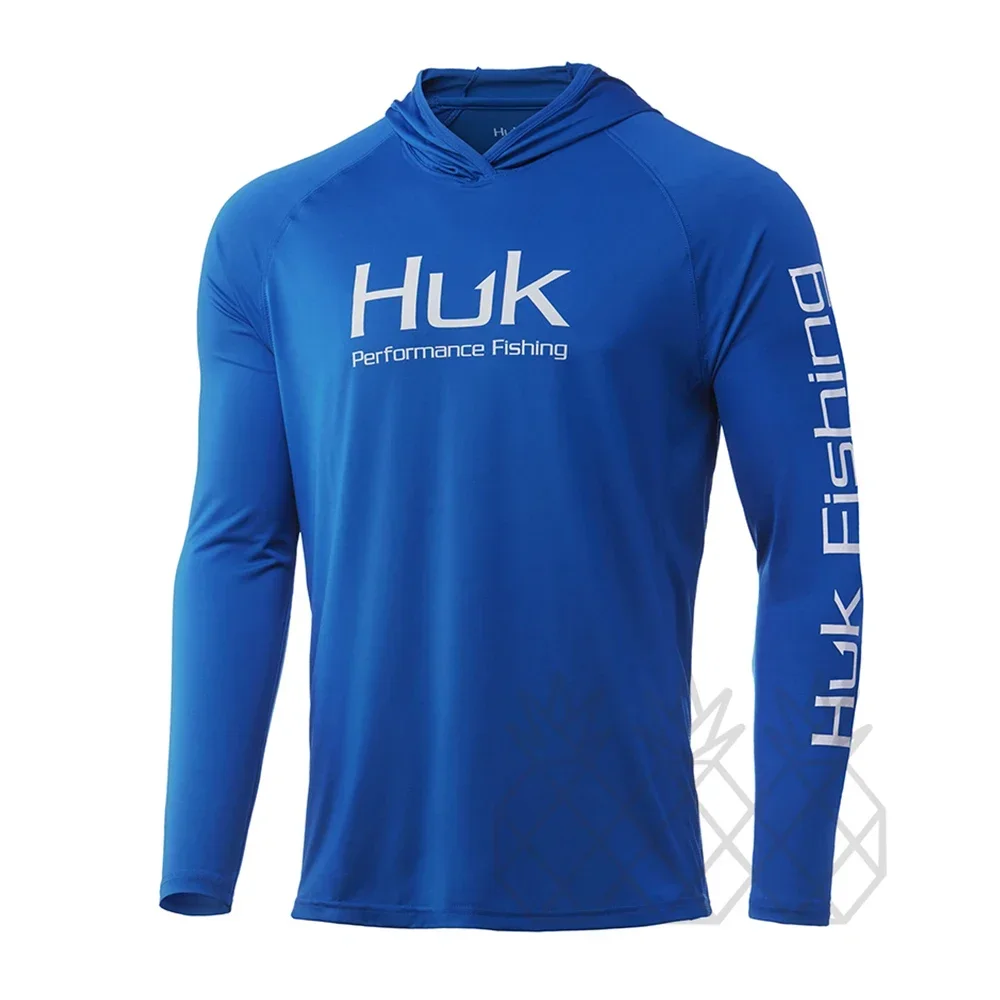 Men HUK Hoodie Fishing Shirts Long Sleeve Sunscreen Quick Dry ...
