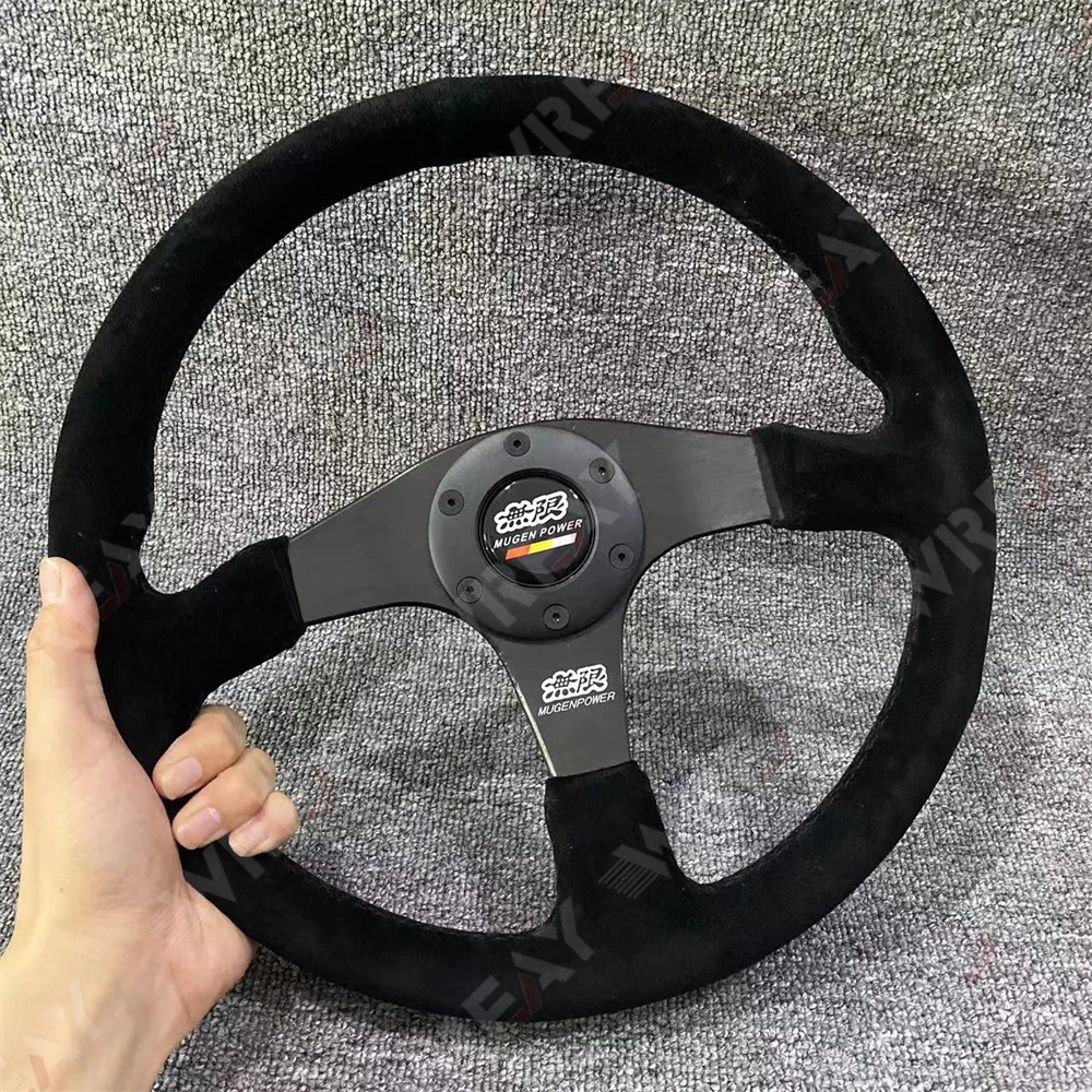 Mugen-Suede-Leather-Racing-Tuning-Drift-Sport-Steering-Wheel-with-Black ...