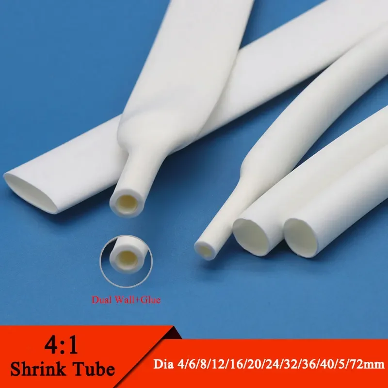 1M-White-4-1-Heat-Shrink-Tube-With-Glue-Thermoretractile-Heat ...