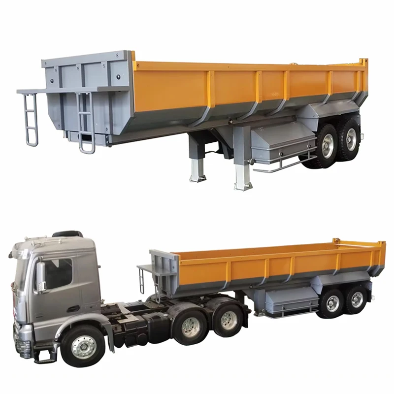 Tamiya Tractor 1/14 RC Hydraulic Dump Trailer Metal Trailer Model with ...