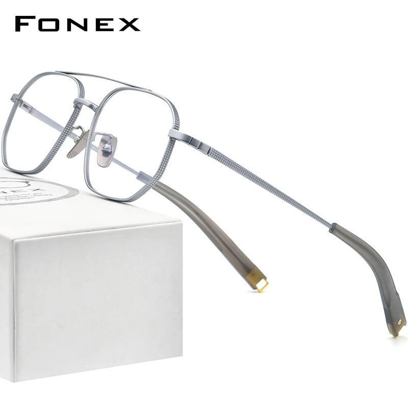FONEX-gafas-cuadradas-de-titanio-puro-para-hombre-montura-Retro-Vintage ...