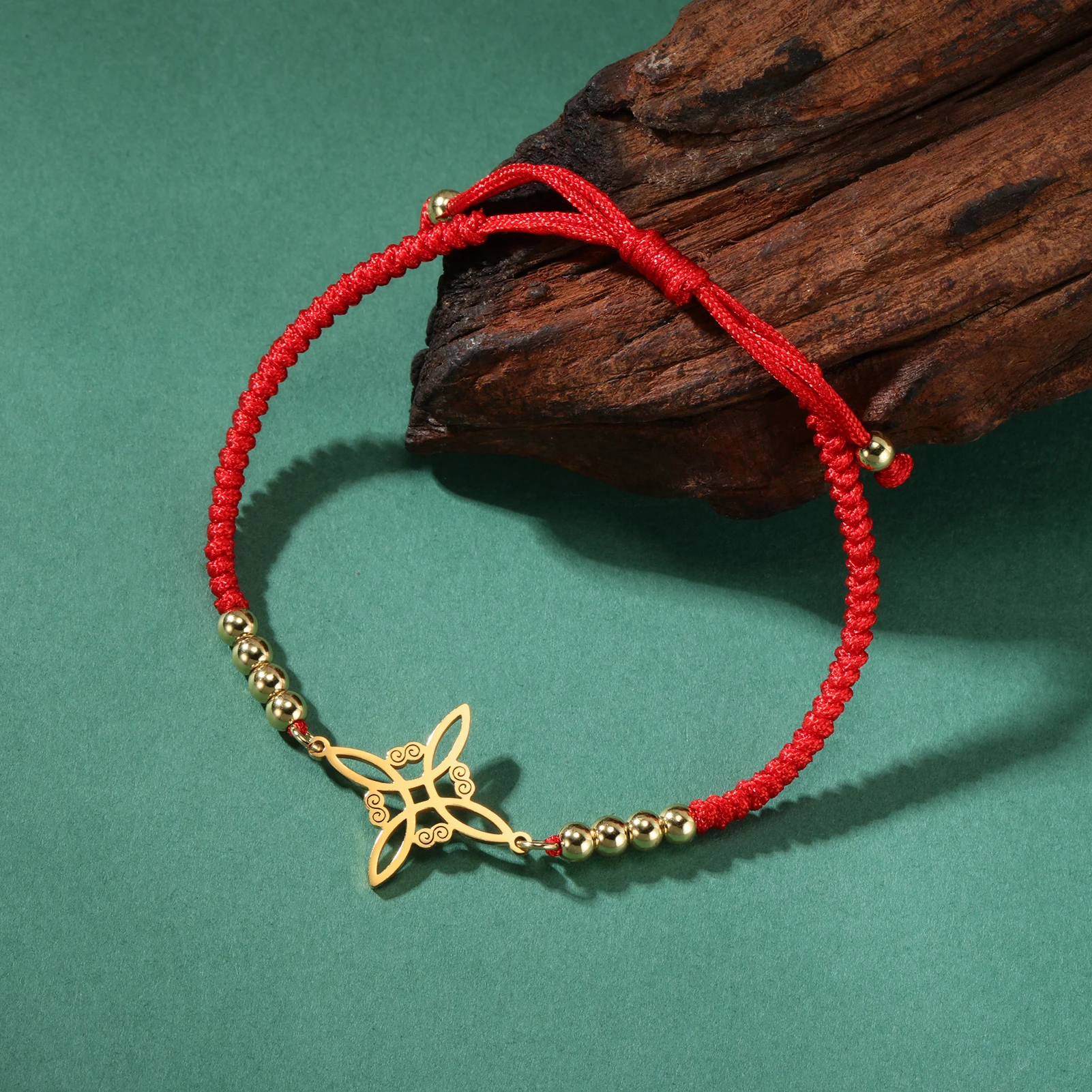 Kkjoy-Stainless-Steel-Gold-Color-Witch-Knot-Bracelet-Women-Beads-Charm ...