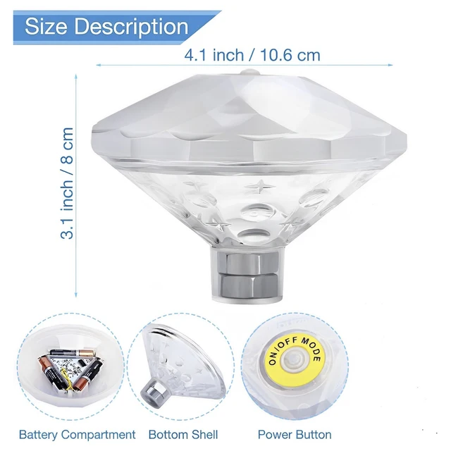 1/2Pcs Led Medence Könnyű Vízálló Diszkó Fürdő Fény Akkumulátorral ...