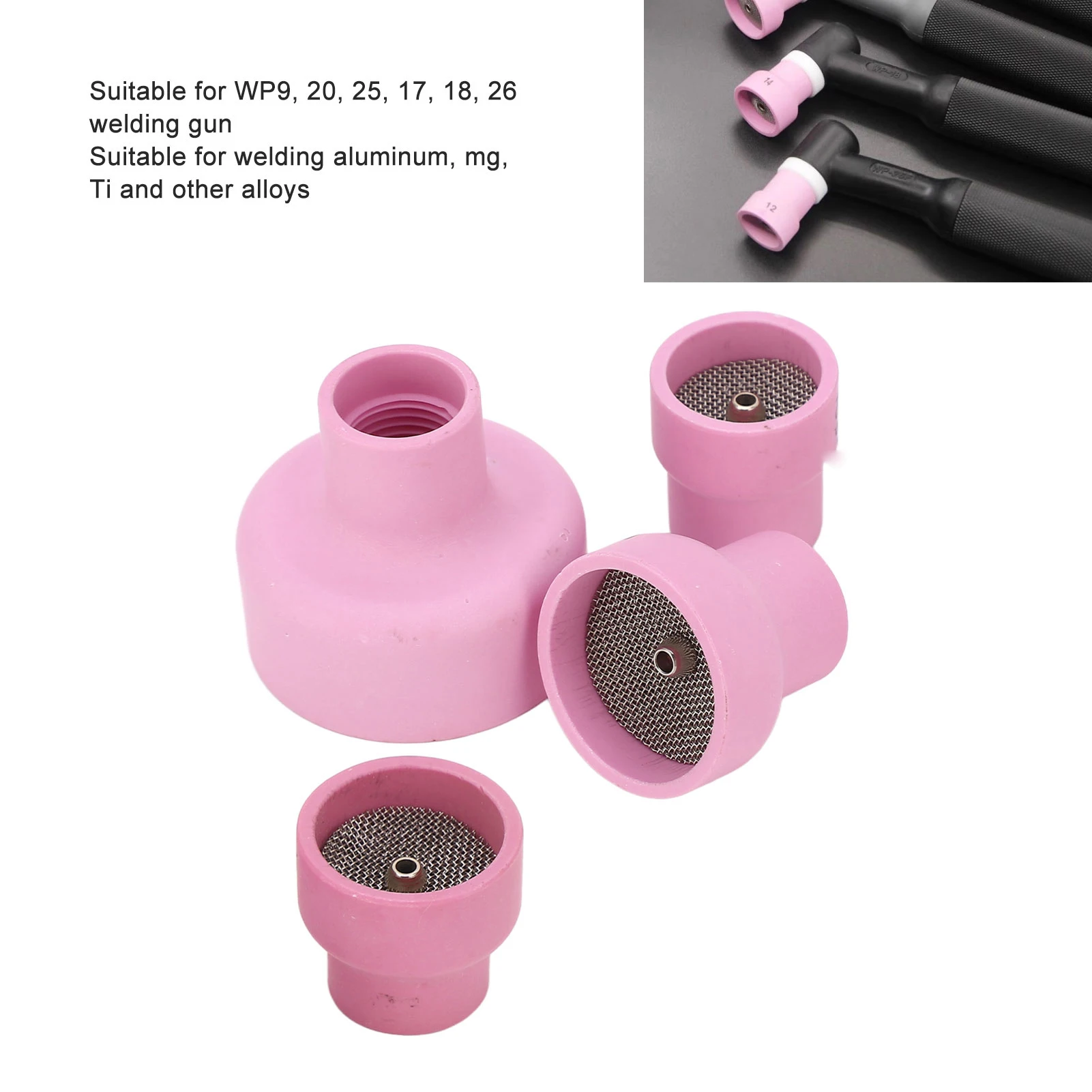 4Pcs Ceramic TIG Welding Cup Kit Set 12# 14# 16# 24# 2.4mm Center Hole ...