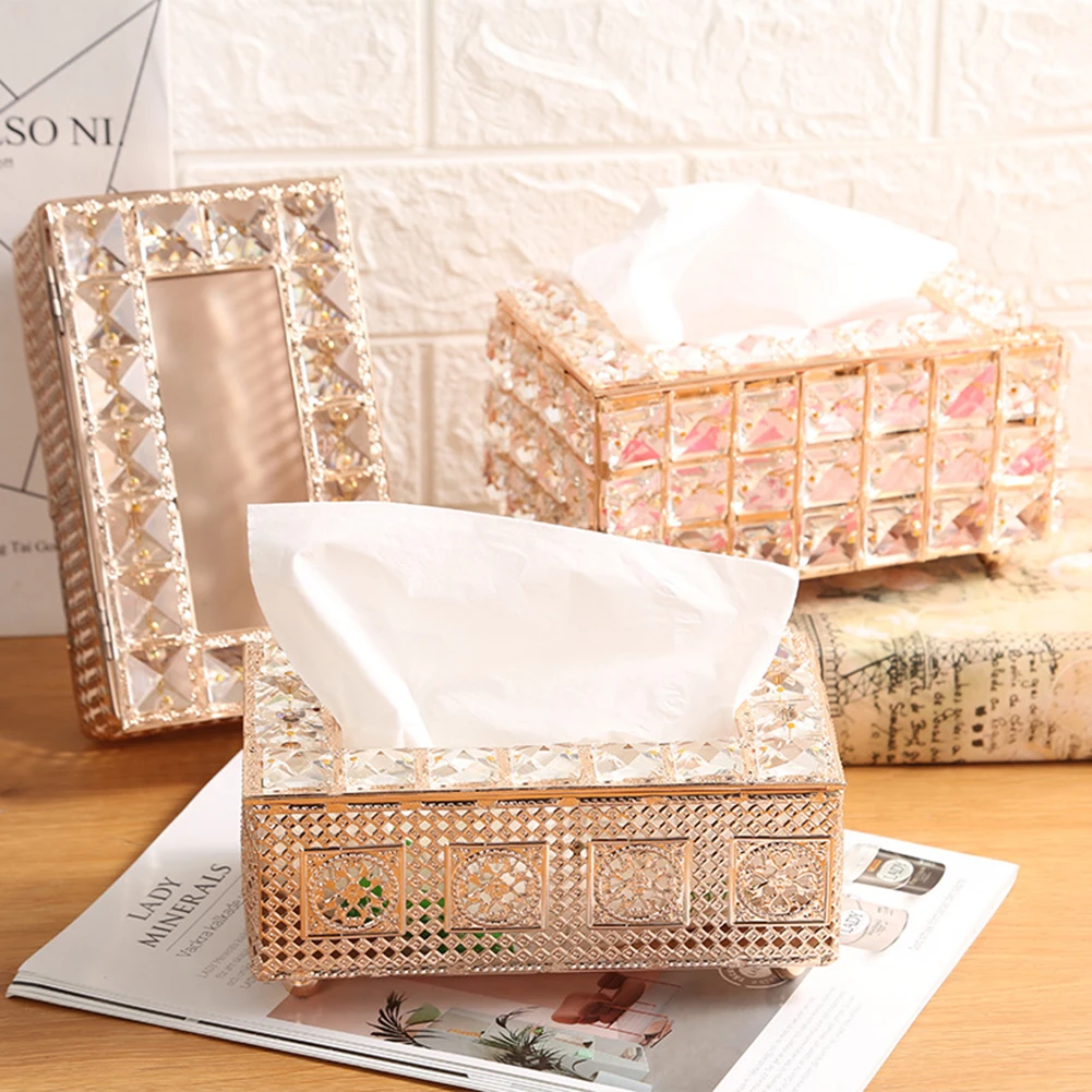 Crystal-Tissue-Boxes-Gold-Storage-Box-Holder-Napkin-Dispenser-Bedroom ...