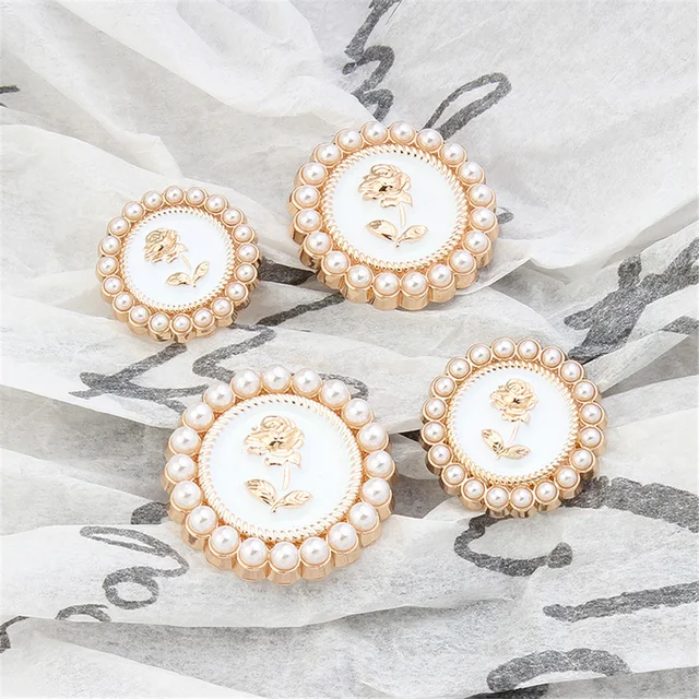 10pcs Luxury Pearl Button Women's Clothes Accessories Creative Rose ...