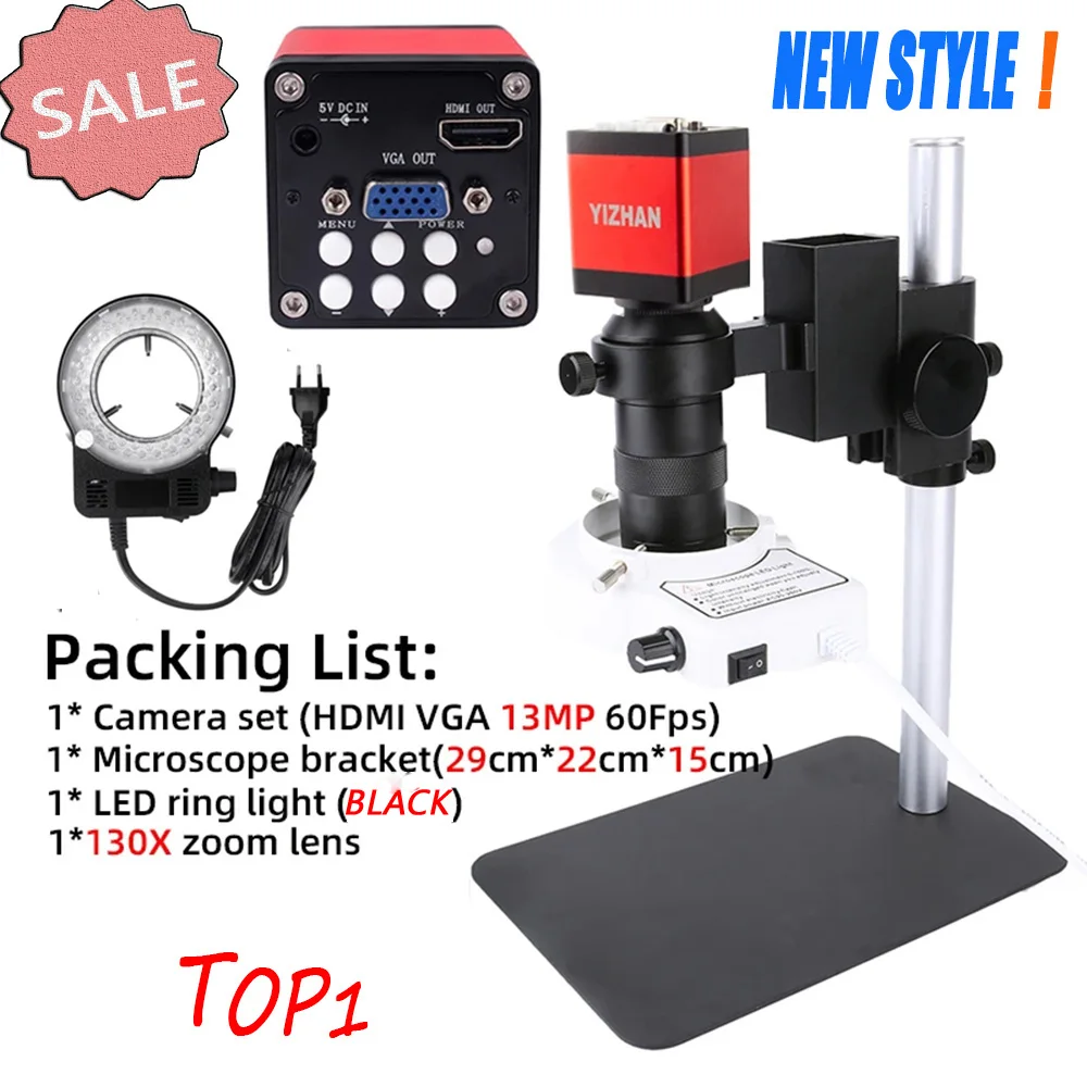 13MP-HDMI-VGA-Digital-Video-Microscope-Camera-130X-Microscope-Set-For ...