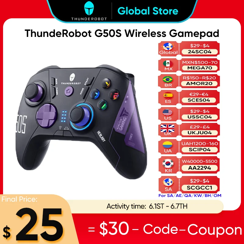 THUNDEROBOT-G50S-Wireless-Gamepad-1000Hz-Return-Rate-Three-Mode-Gaming ...