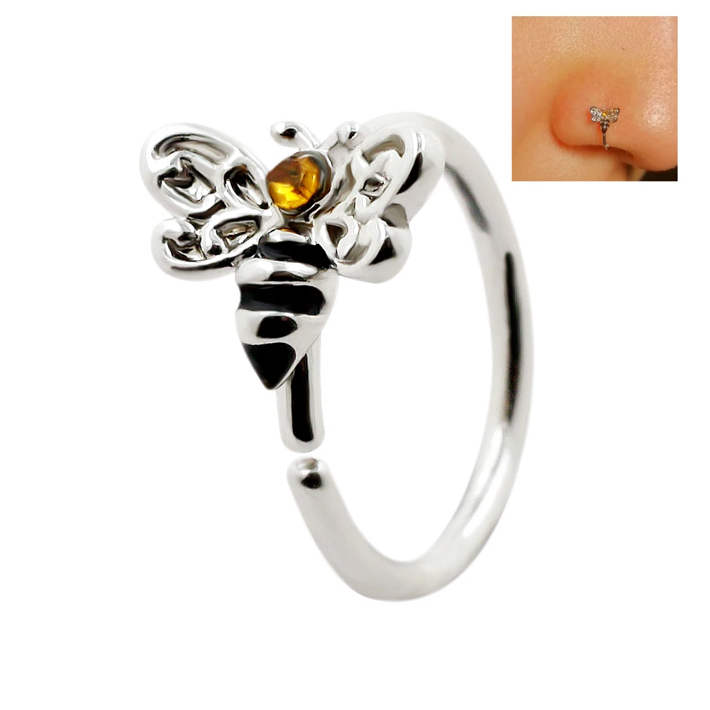 JHJT-20G-Septum-Nose-Ring-Piercing-Surgical-Steel-Little-Bee-Tragus ...
