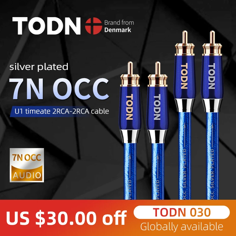 TODN-HIFI1-Pair-silver-plated-occ-Stereo-RCA-Cable-High-performance ...