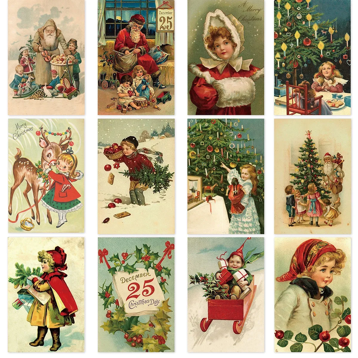 Vintage-Christmas-Cards-Amazon-Santa-Reindeer-Women-s-Kids-Decorative ...
