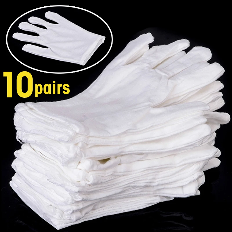 5-10Pairs-White-Cotton-Work-Gloves-for-Dry-Hands-Handling-Film-SPA ...