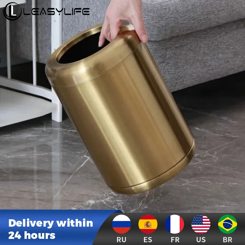 Open-Top-Stainless-Steel-Trash-Can-High-Quality-Double-Layer-Garbage ...