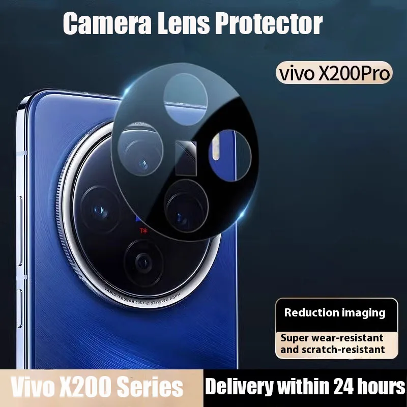 3D Tempered Glass Camera Lens Protector for Vivo X200 Pro Black Camera ...