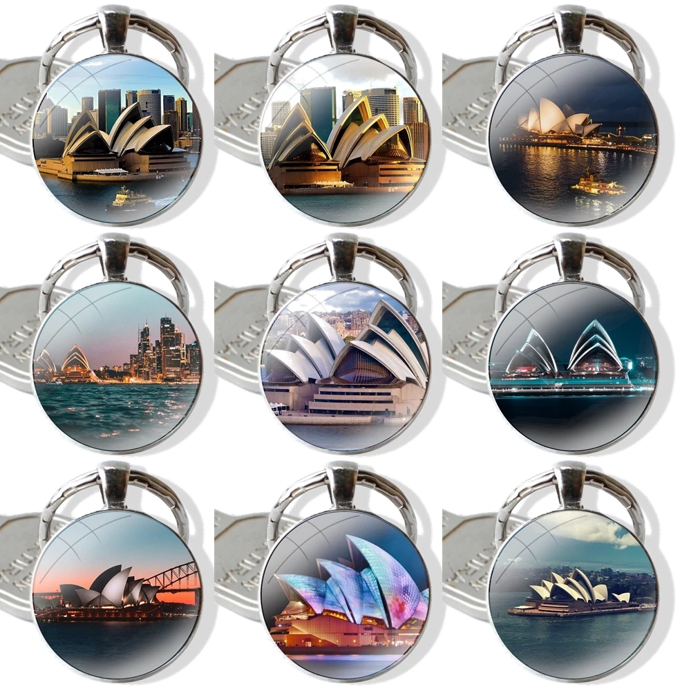 25mm-Glass-Cabohcon-Keychain-Key-Rings-for-Women-Men-Jewelry-Gift ...