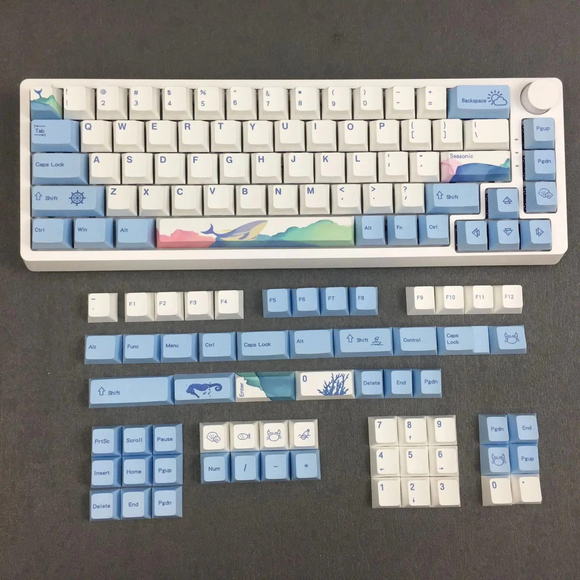 Ocean-Whale-Coral-Sea-Cherry-Perfil-PBT-Keycaps-teclado-mec-nico-azul ...