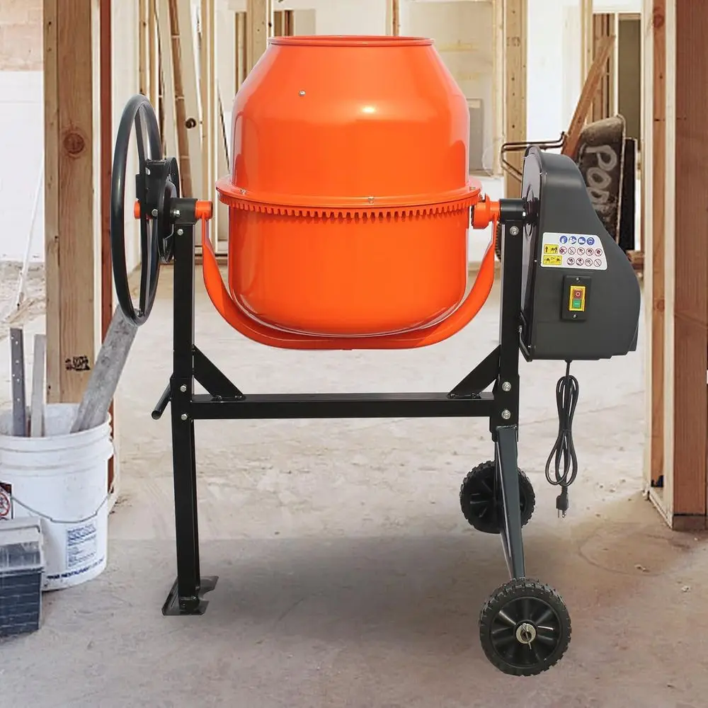 5 Cubic Ft Concrete Cement Mixer with Wheel and Stand,Electric ...