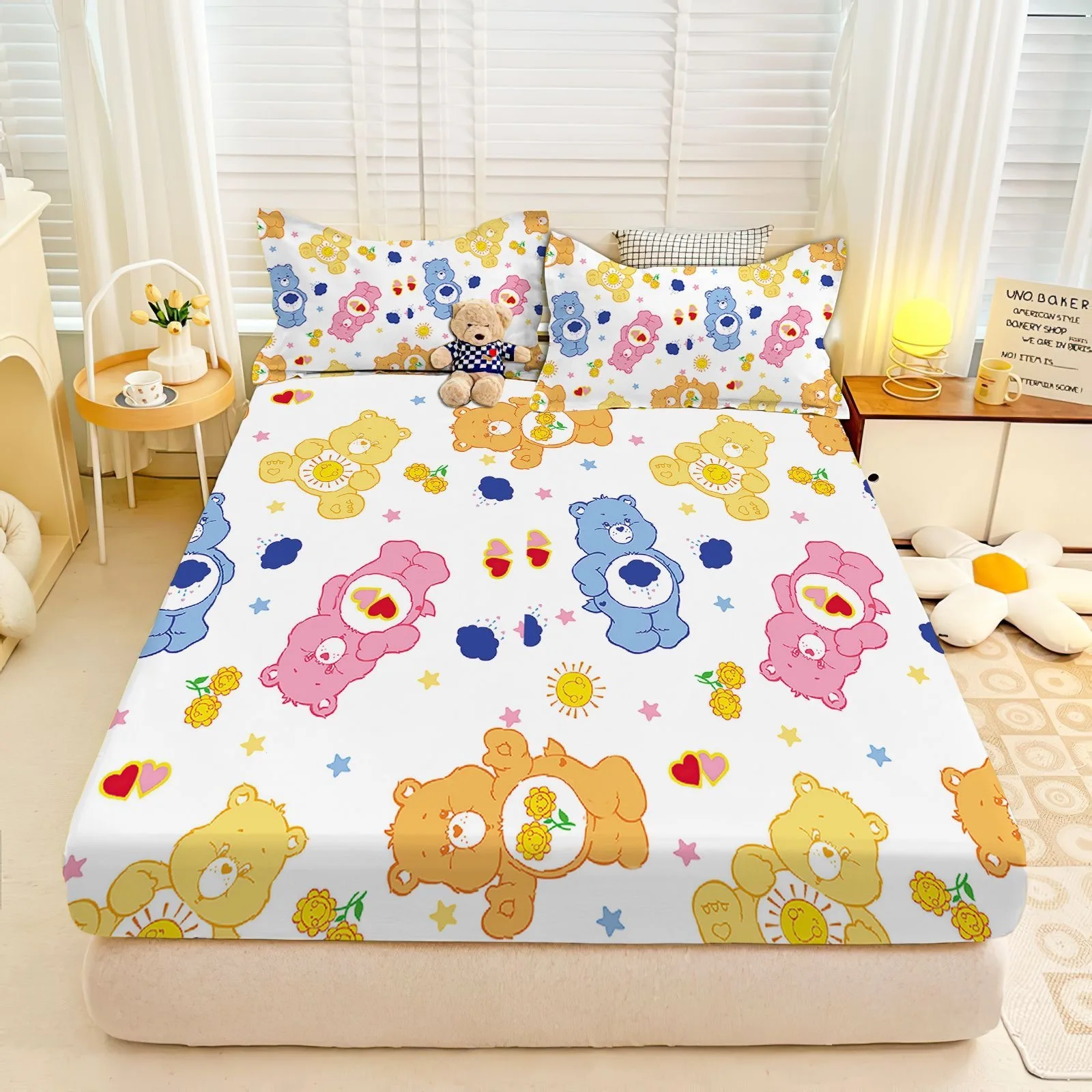 Cartoon-Care-Bears-Bed-Mattress-Cover-Kawaii-Carebears-Painting-Bed ...