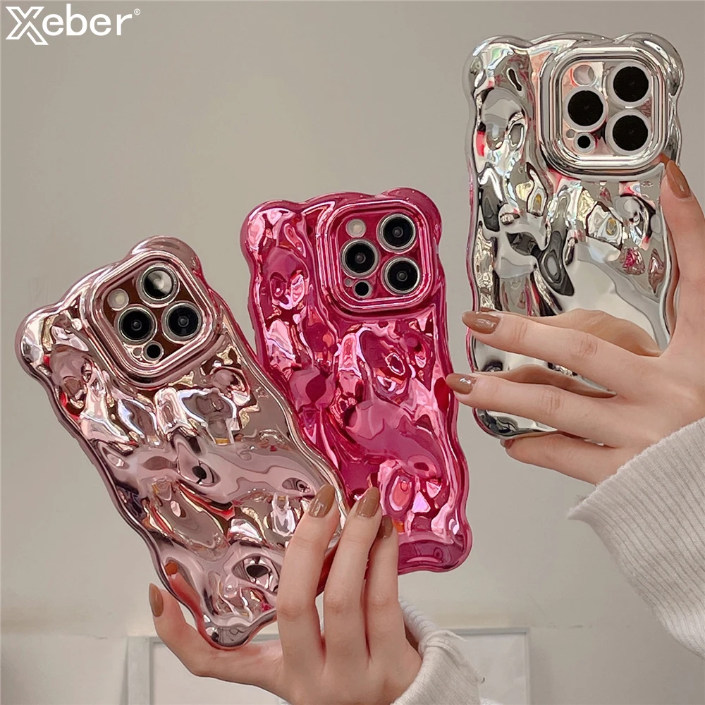 Luxury-Plating-Wrinkle-Wavy-Curly-Edge-Phone-Case-For-iPhone-15-11-12 ...