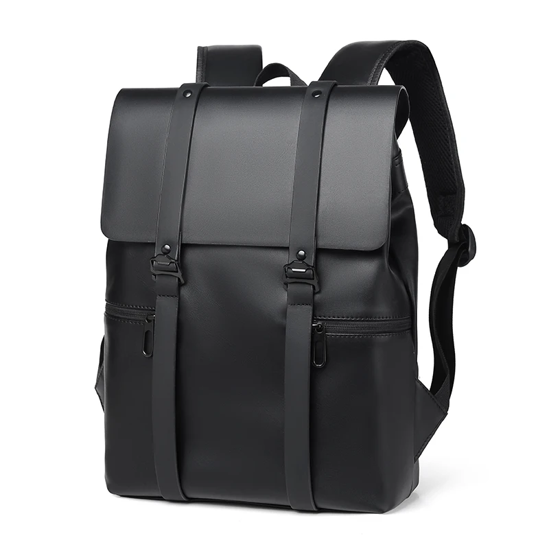 Black Leather Men Backpack Genuine Travel Bag Casual Daypack Fashion ...