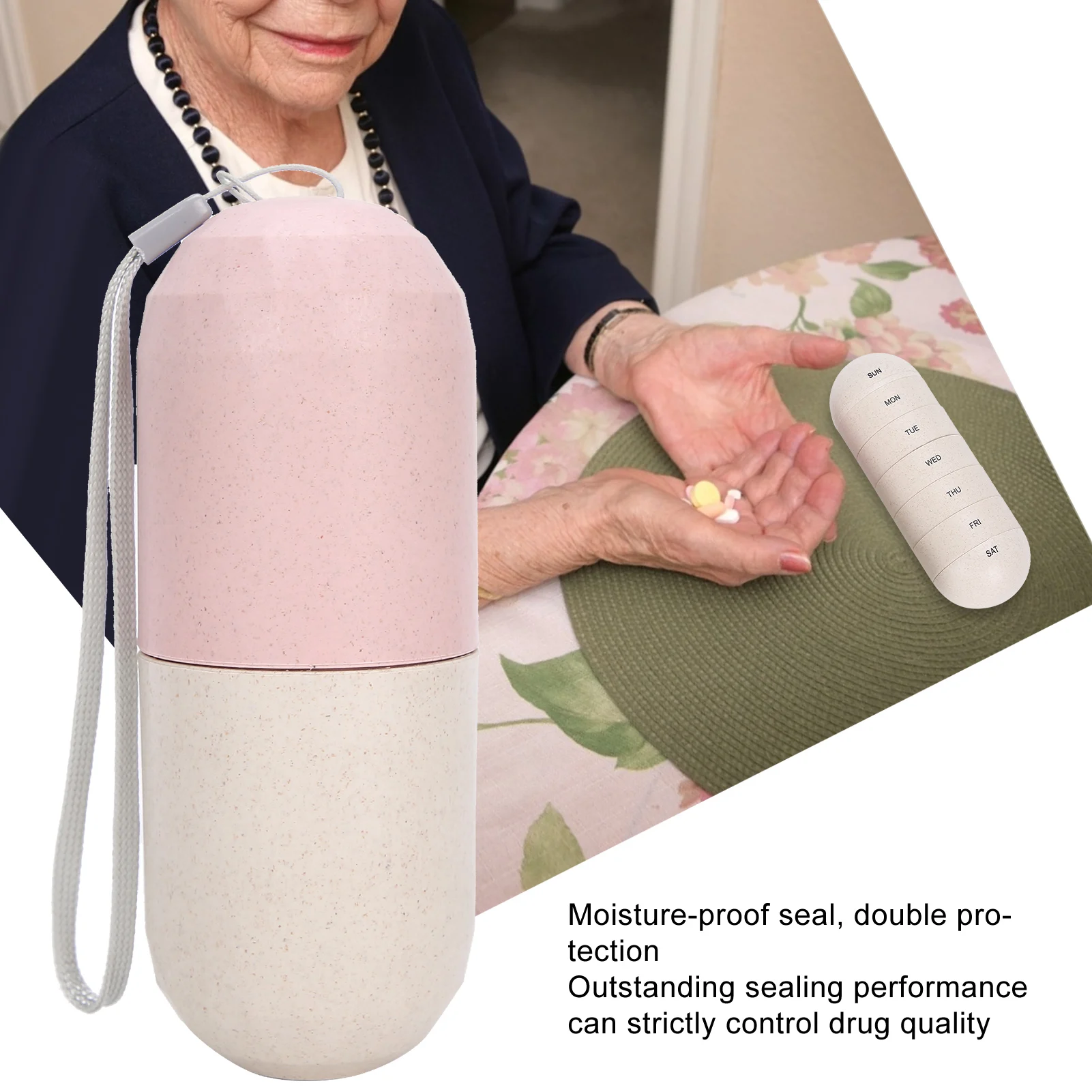 Pill Case Container Pills Organizer Portable Weekly Capsule Shape ...